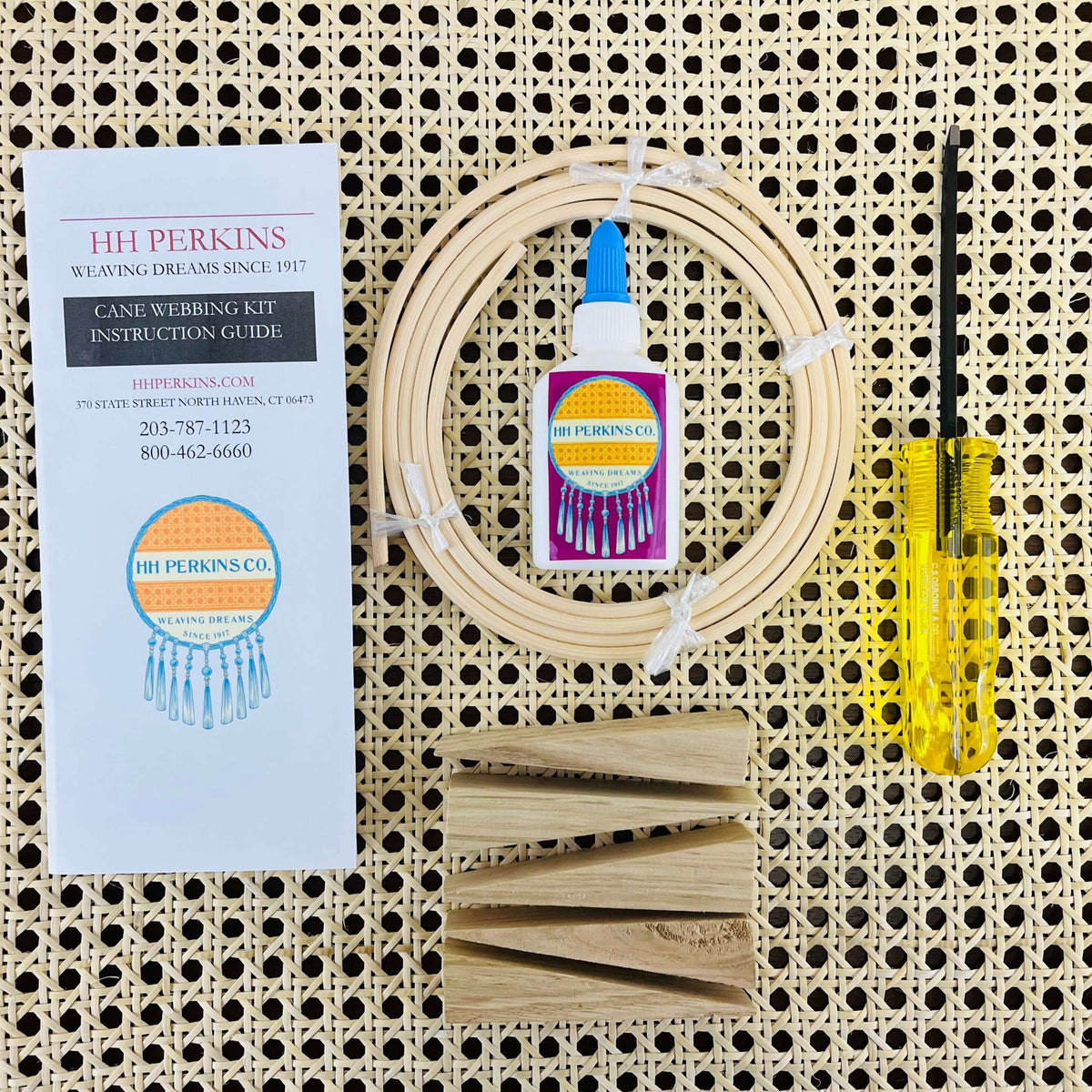 Complete Cane Webbing Kit with Tools & Instructions