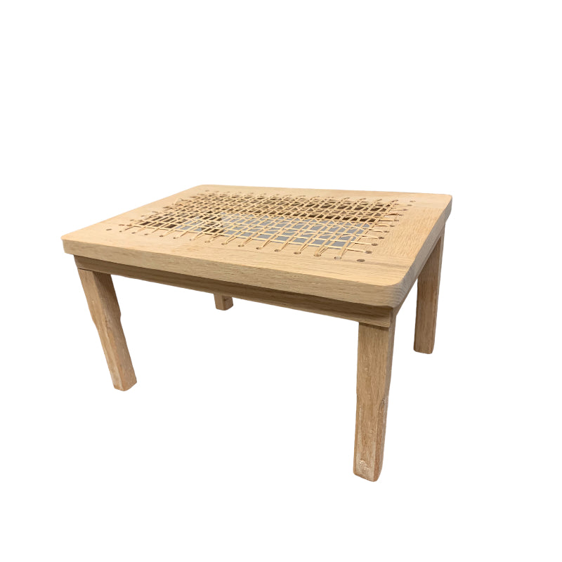 Oak Hand Caning Foot Stool - Pre-Drilled for Strand Cane